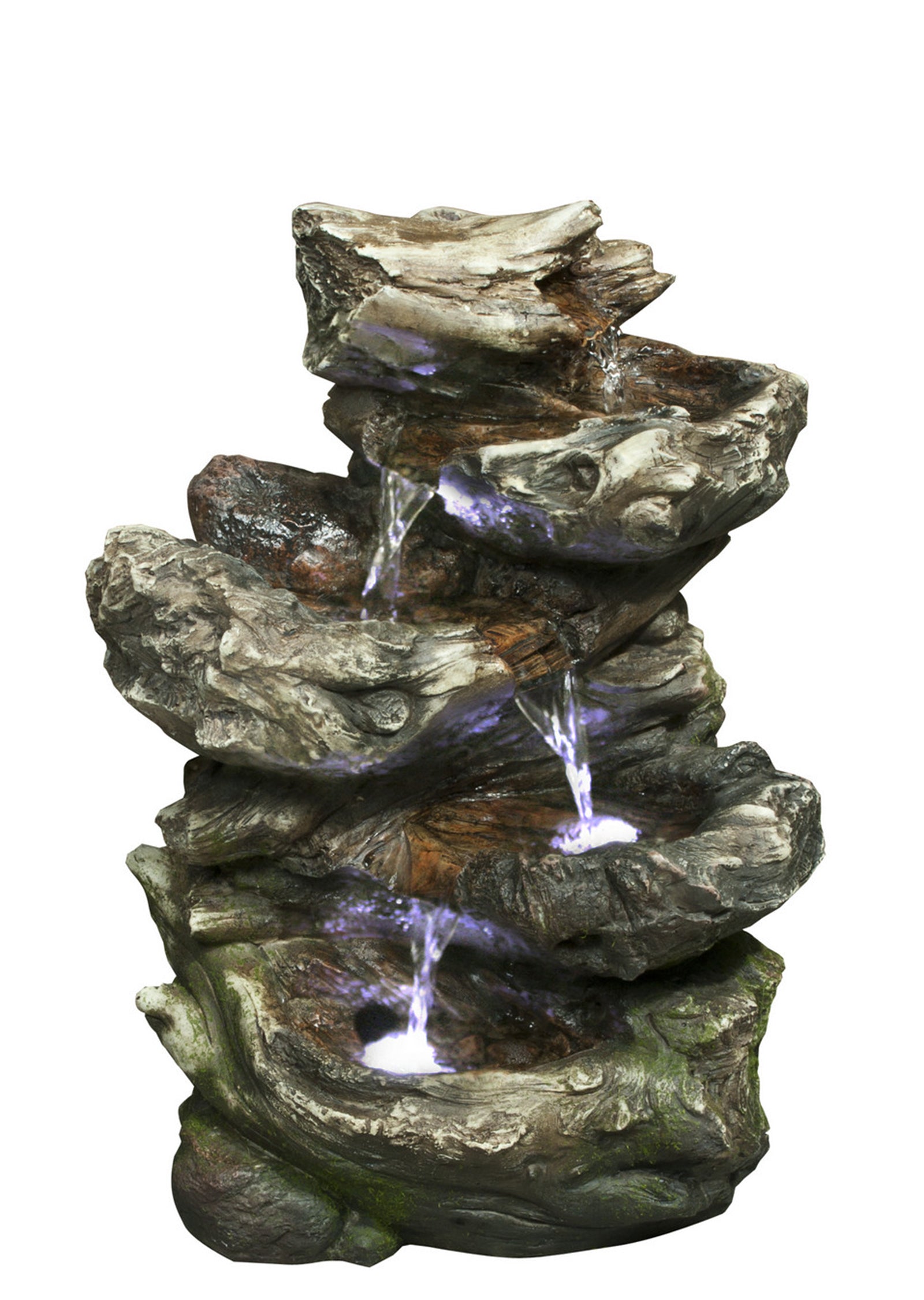 4 Level Log Waterfall Fountain W/LED – Hi-Line Wholesale US