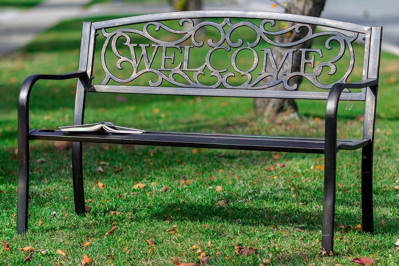 Bronze Welcome Garden Bench 50 Inch Long – Hi-Line Wholesale US